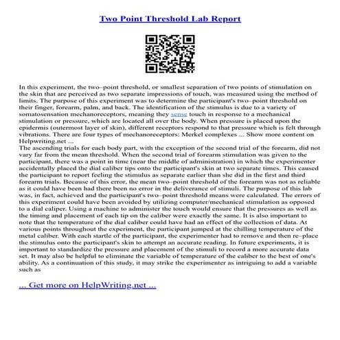 Two Point Threshold Lab Report | PDF