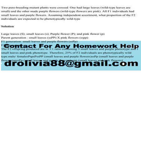 Two pure-breeding mutant plants were crossed One had large leaves (.pdf