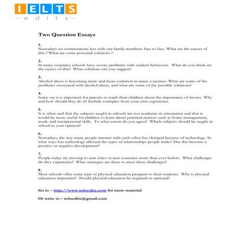 Two question essays | PDF