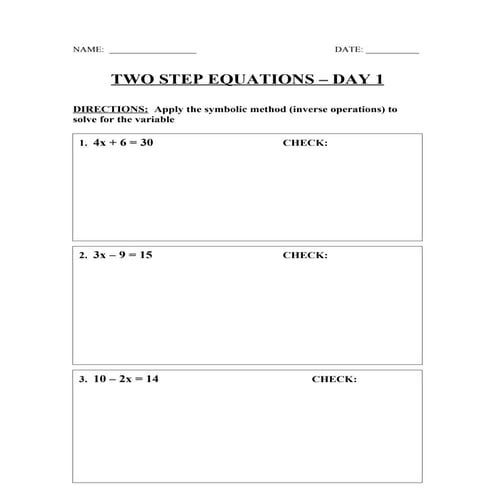 Two step equations day 1 | DOC