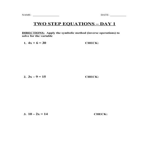 Two step equations day 1 | DOC