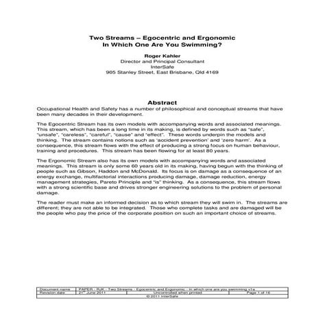 Two Streams - Egocentric and Ergonomic: In Which One Are You Swimming ...