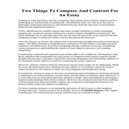 Two Things To Compare And Contrast For An Essay | PDF | Educational ...