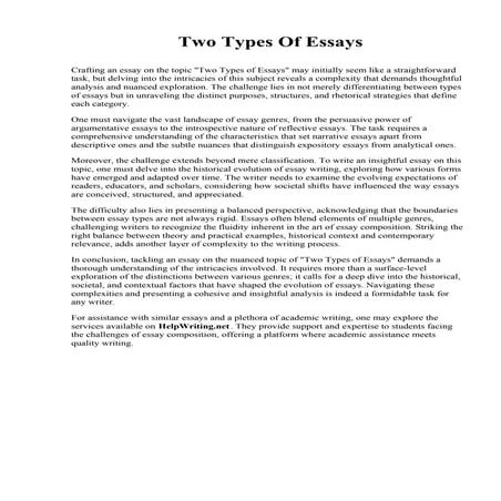 Two Types Of Essays. Minneapolis Community and Technical College | PDF