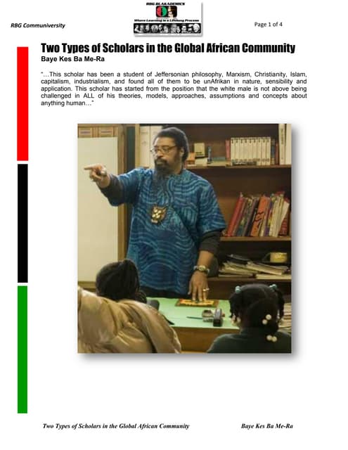 RBGz Professor Marimba Ani Yurugu Workshop and Tutorial | PDF