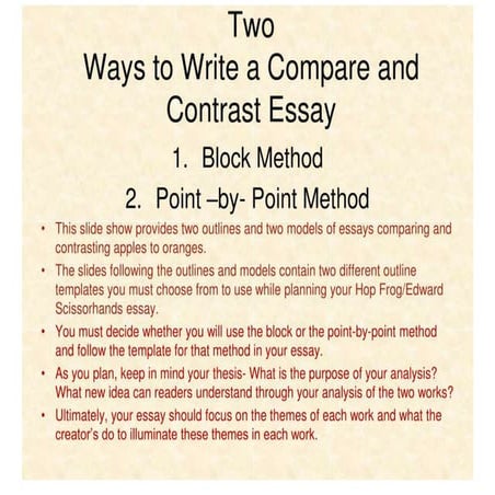Two Ways To Write A Compare And Contrast Essay | PDF