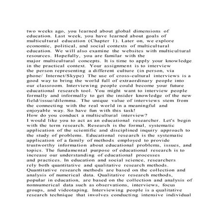 Two weeks ago, you learned about global dimensions of education. l | PDF