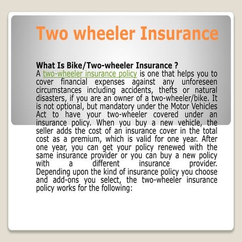 Two wheeler insurance | PPTX