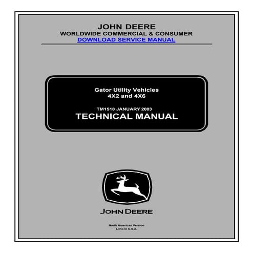 John deere 4x2 and 4x6 gator utility vehicle service repair manual ...