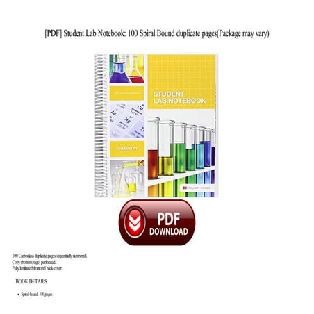 [Txt] student lab notebook 100 spiral bound duplicate pages(package may vary) | PPT