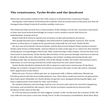 Tycho Brahe, Denmark | DOCX