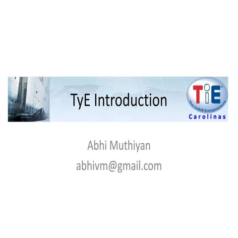 TiE Young Entrepreneurs Introduction | PPTX