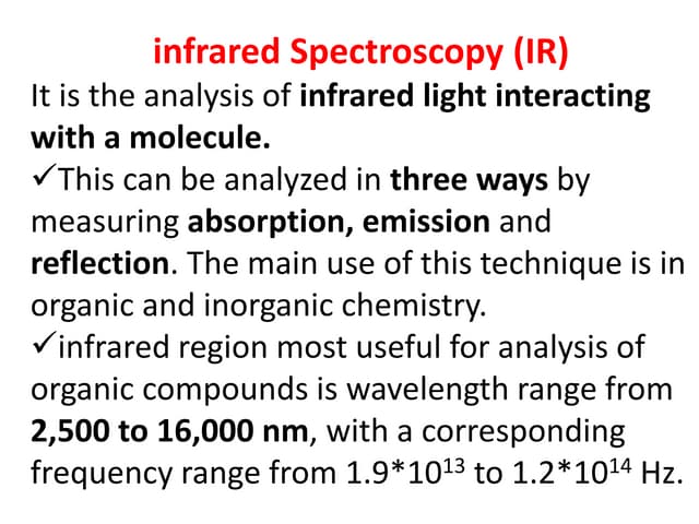 IR - Spectroscopy, theory, modes of vibration and sample handling. by ...