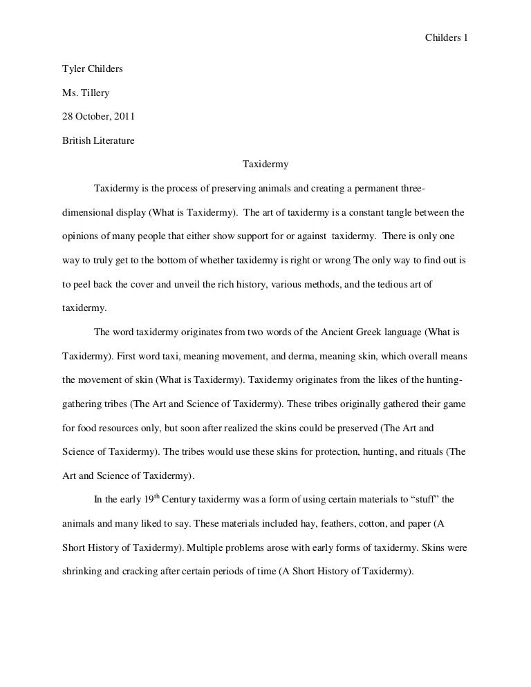 Taxidermy Research Paper taxidermy-research-paper