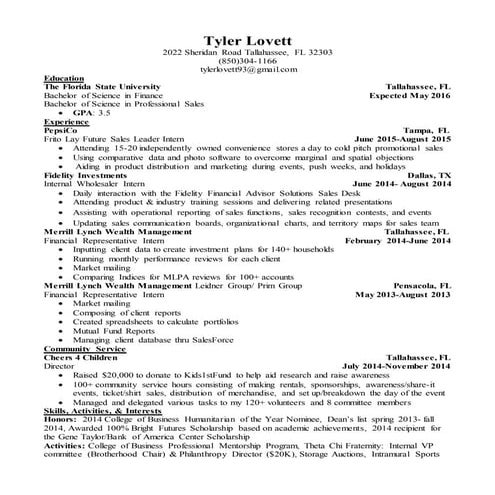 Tyler lovett resume | DOCX