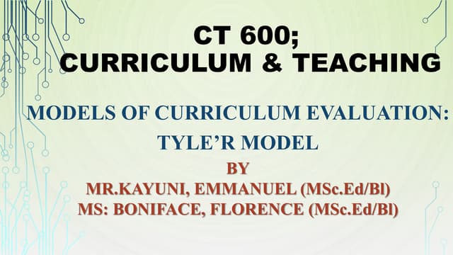 Tyler model of curriculum development | PPTX