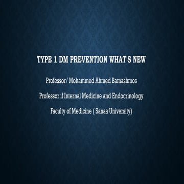 Type 1 DM prevention stage and prevention | PPTX