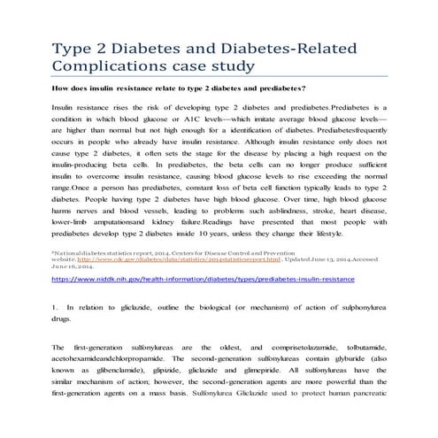 Case Study On Type 2 diabetes and diabetes related complications | DOCX