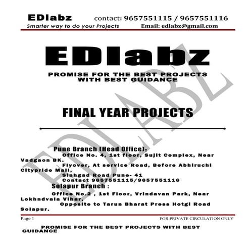 Electronics ,E&TC final Year Embedded Projects | PPTX
