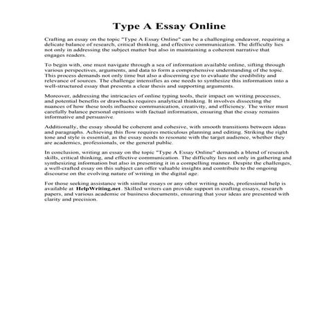 Type A Essay Online | PDF