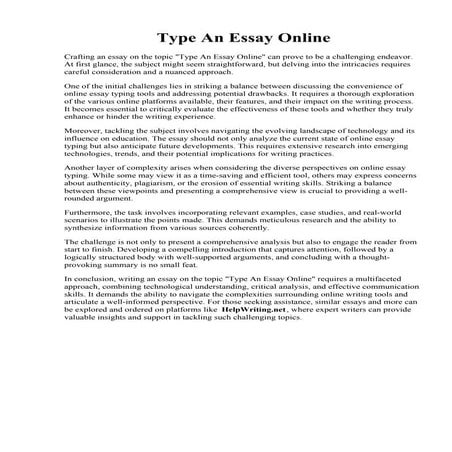 Type An Essay Online. How To Write An Essay | PDF