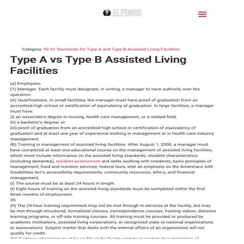 Type a versus type b assisted living faciliteis | PDF