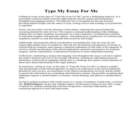 Type My Essay For Me | PDF