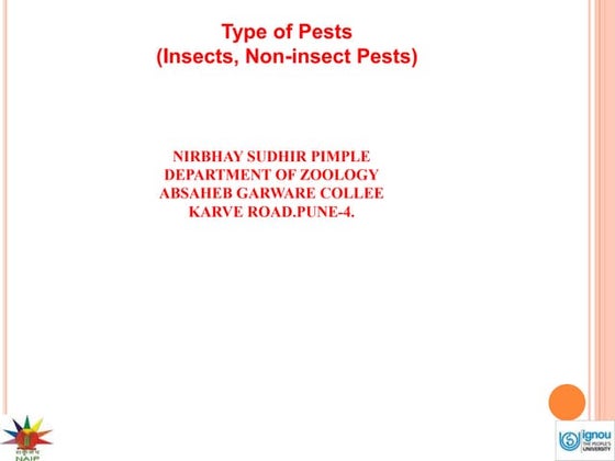 Lec. 15. Pests - Definition - Categories, Causes for outbreak of pests.ppt