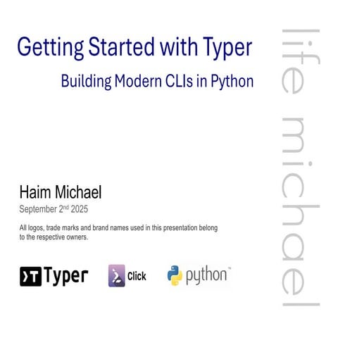 Getting Started with Typer: Building Modern CLIs in Python [Free Meetup] | PDF