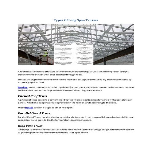 TYPES OF LONG SPAN ROOF TRUSSES | PDF