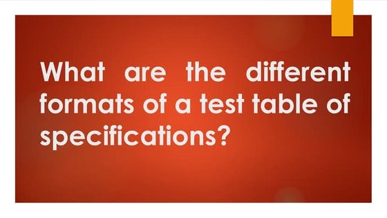 Table of specifications | PPTX