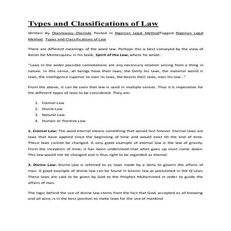 Classification of Law and its types present | PPTX