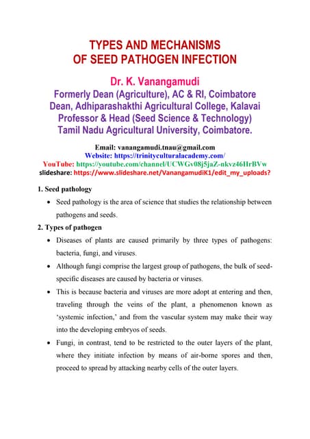 Survival and dispersal of important plant pathogen | PPT