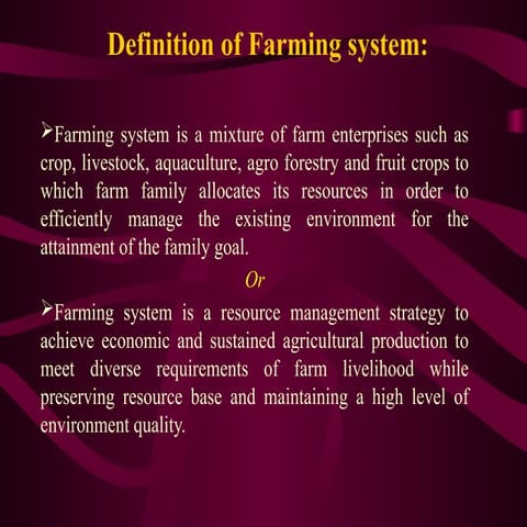 farming systems and their types in briefly | PPTX