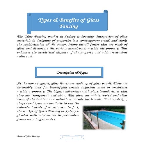 Types & Benefits of Glass Fencing | PDF