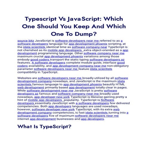 Typescript Vs JavaScript.pdf | Web Development | Internet
