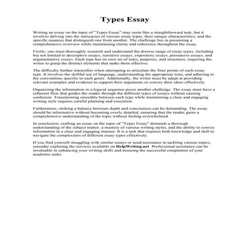 The Types Of Essay | PDF