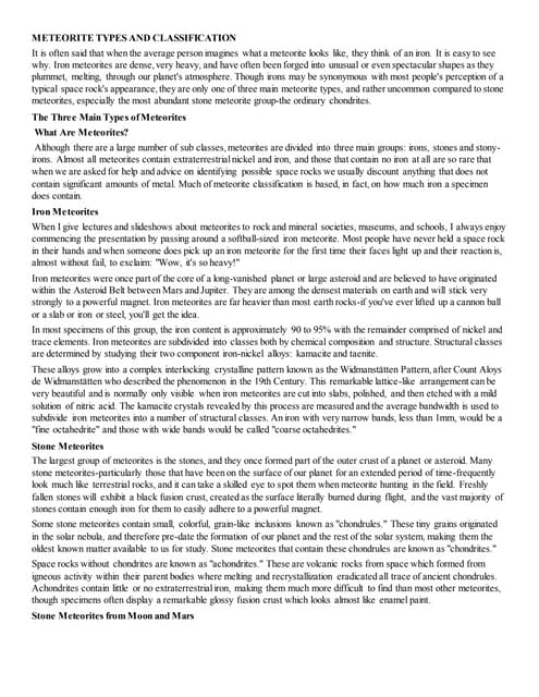 Meteorites lecture Introduction Types meteor | PPT