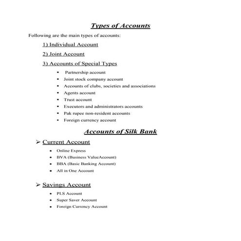 Types of accounts | DOCX