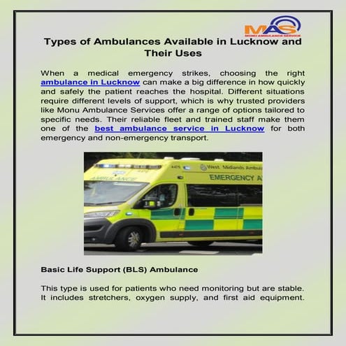 Ambulance in Lucknow (ambulanceserviceinlucknow) | PDF