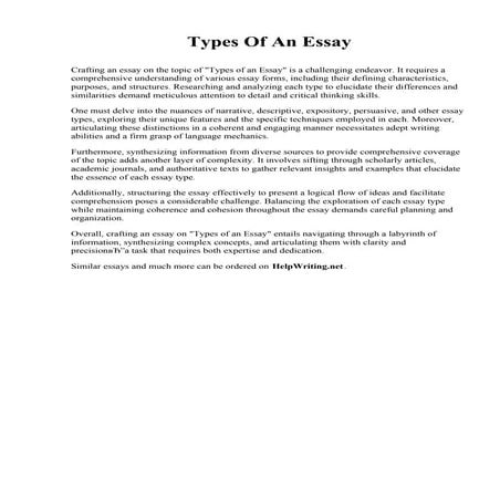The Types Of Essay | PDF