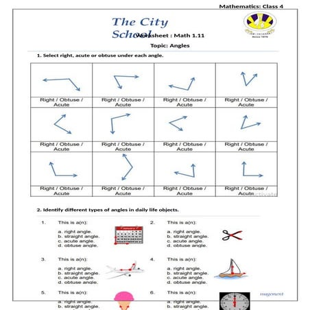 Types of Angles Class 5 Subject Maths HW | PPTX