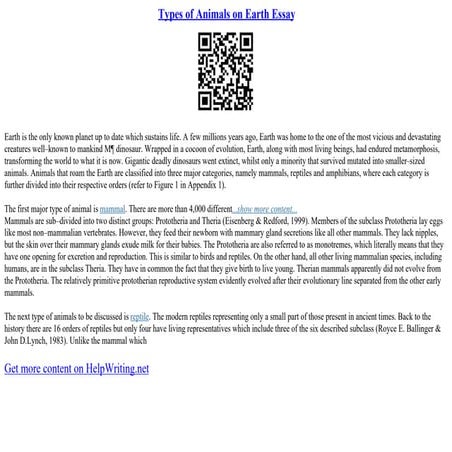 Types Of Animals On Earth Essay | PPT
