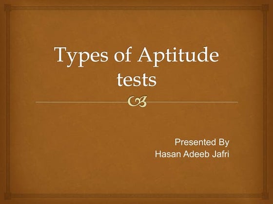 Aptitude test | PPT | Educational Assessment | Education