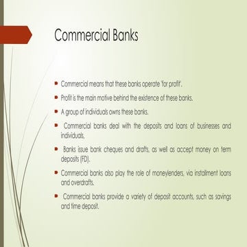 Types Of Banks - Functions of commercial Banks | PPTX