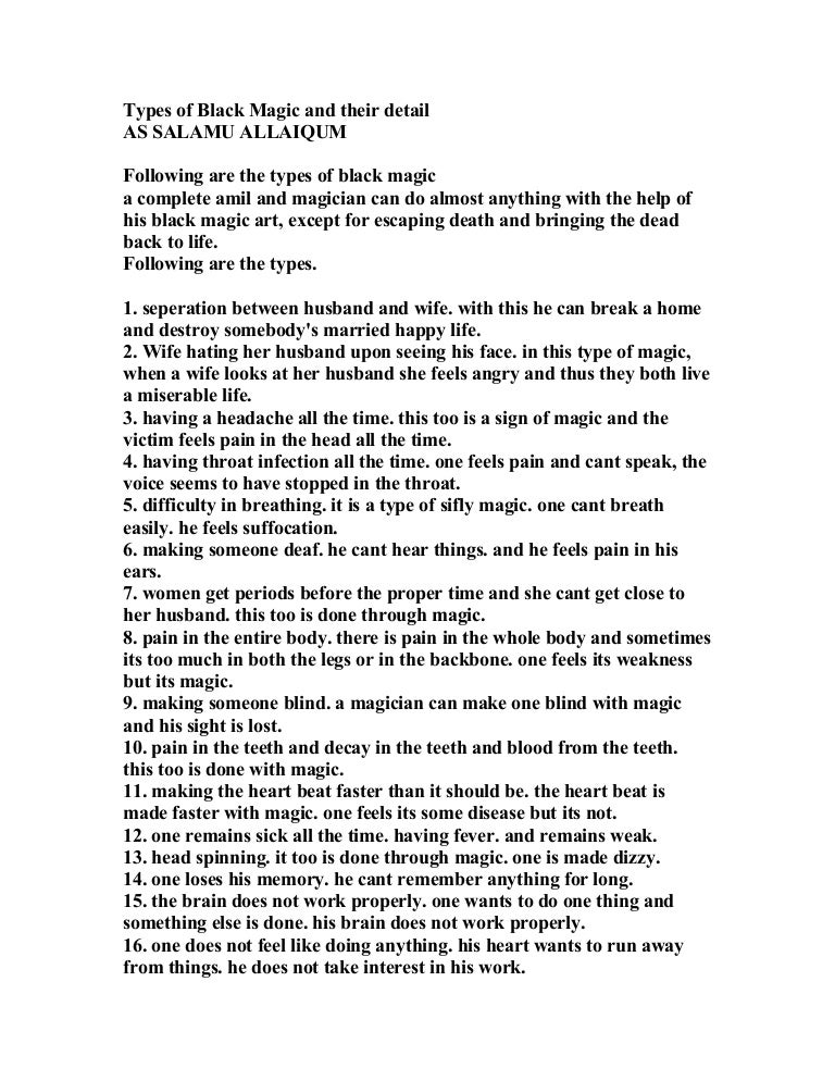 Types Of Black Magic And Their Detail
