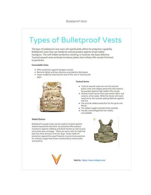 Types of Bulletproof Vests | PDF