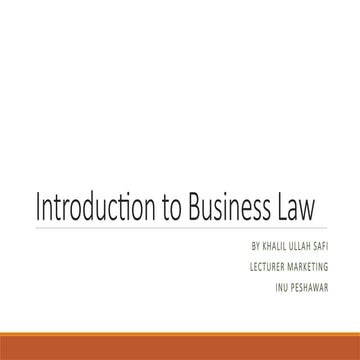 Business Law: Introduction 1: Types of Businesses | PPTX