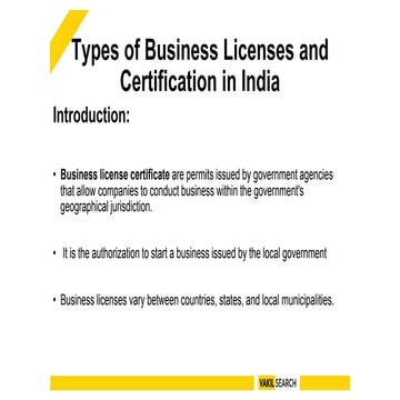 Types of business licenses and certification in india | PPTX