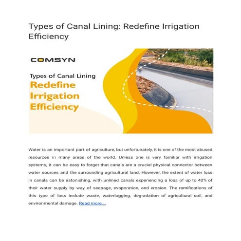 Types of Canal Lining_ Redefine Irrigation Efficiency.pdf